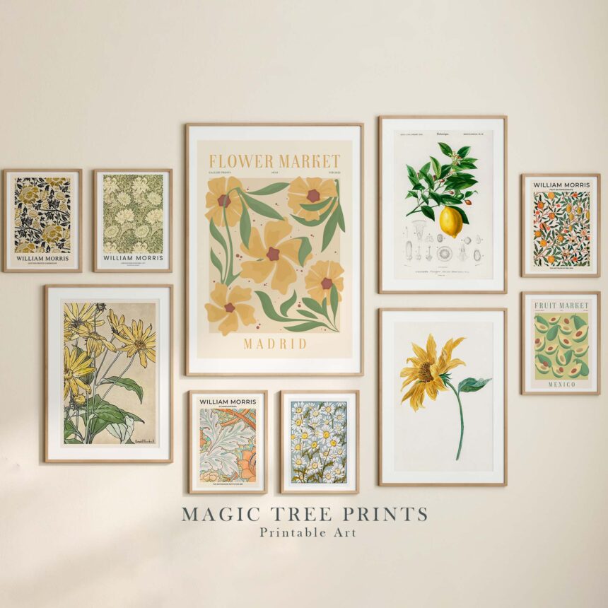 Flower Gallery Wall Set Of 9 - Magic Tree Prints